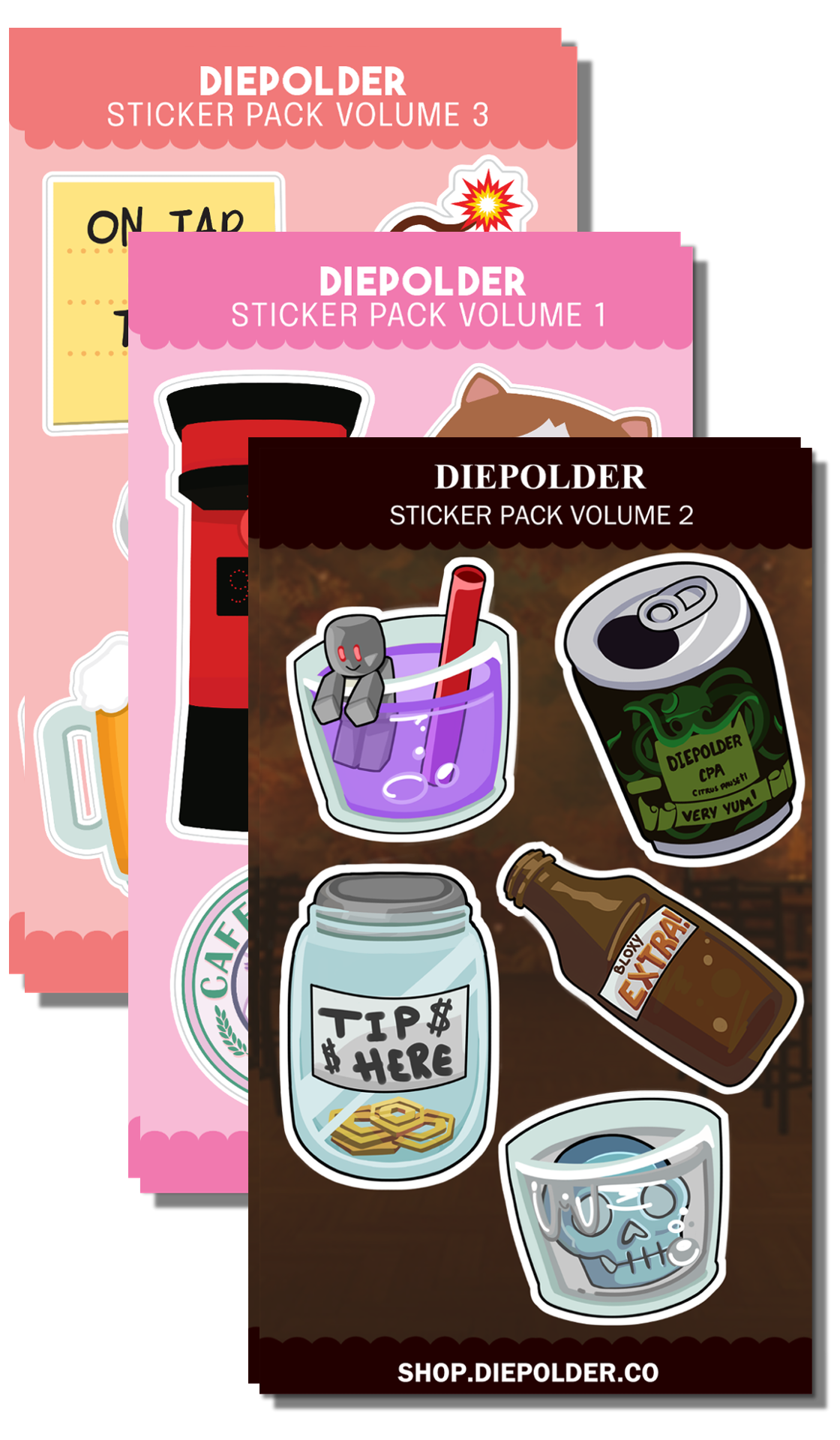 Sticker Pack: Volume 1-3 (2pcs ea) – Diepolder Store